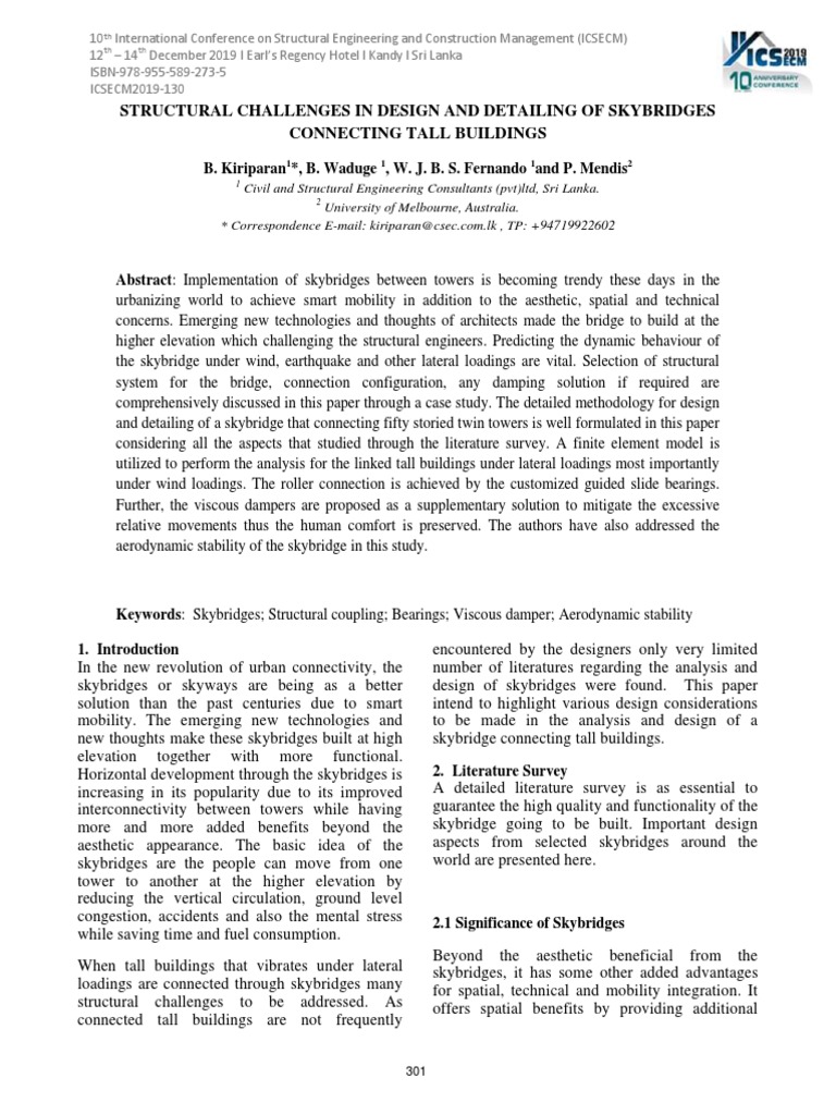 Structural Challenges in Design and Detailing of Skybridges Connecting Tall Buildings | PDF ...