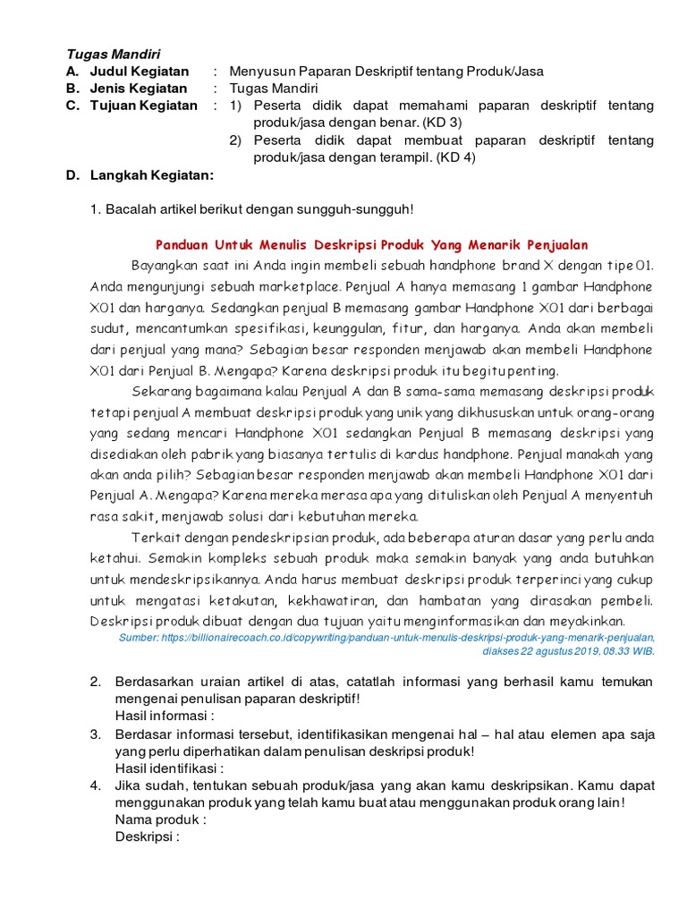 Panduan Menyusun Paparan Deskriptif | PDF | Bisnis | Seni