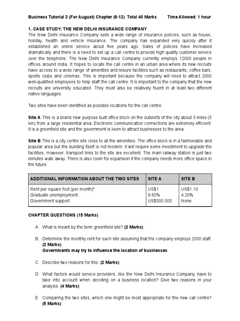 Business Tutorial 3 (For August) Chapter (8-12) | PDF | Extrusion ...