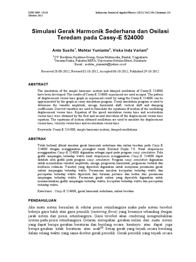 Simulasi Osilasi pada Cassy-E 524000 | PDF | Sains & Matematika
