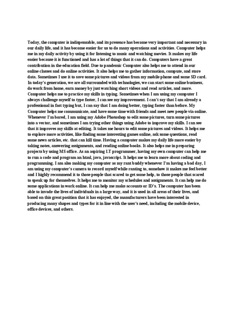 How Computer Help You in Your Daily Activities | PDF | Educational ...