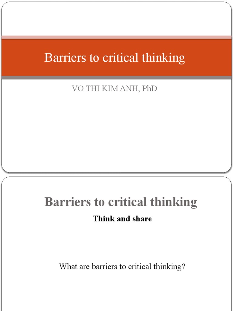 Barriers To Critical Thinking | PDF | Thought | Relativism