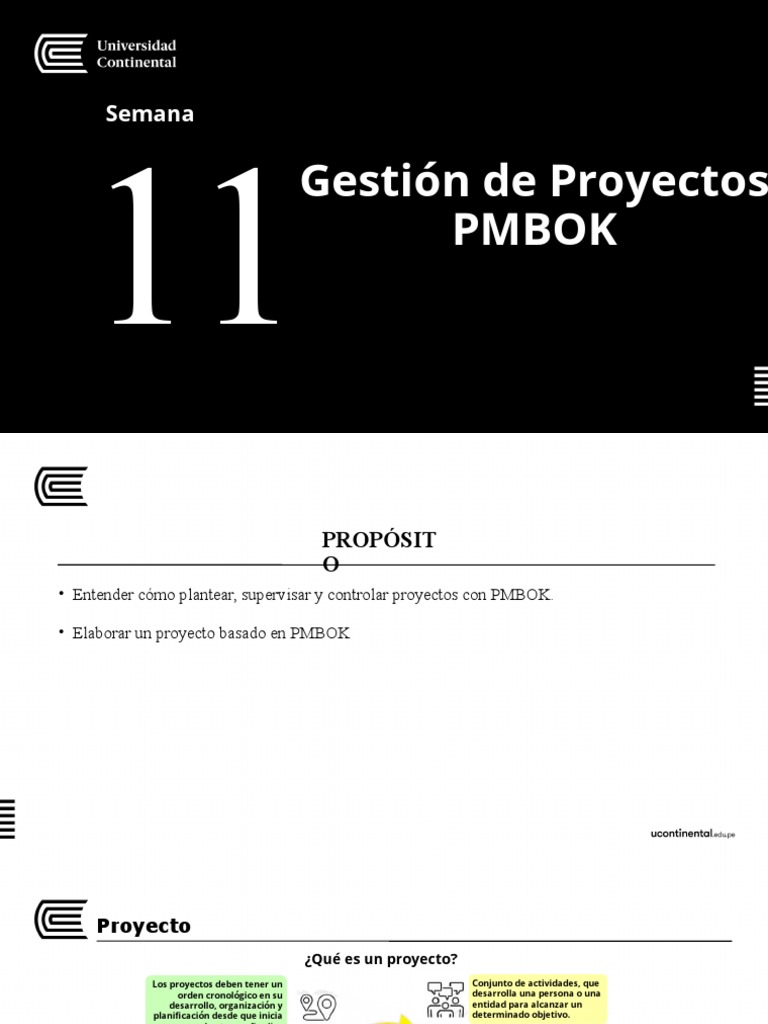 Semana 11 Gestión Proyectos PMBOK | PDF | Gestión de proyectos | Planificación