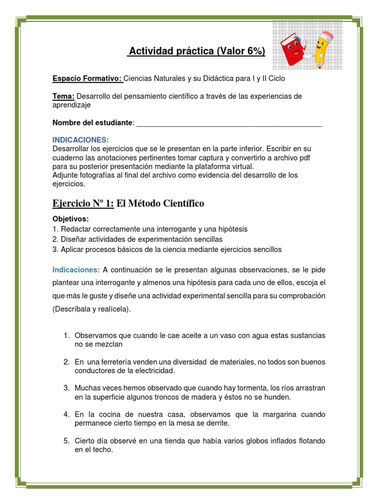 Hoja De Trabajo Del Método Científico De Cuarto Grado