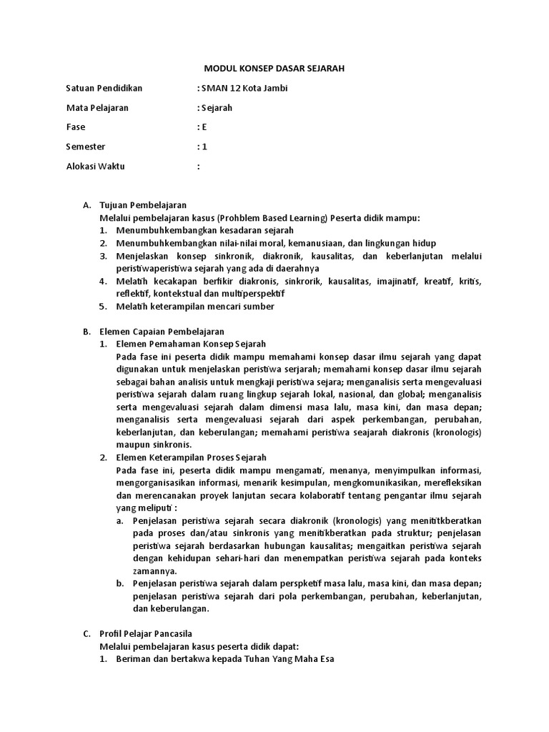 Modul Konsep Dasar Sejarah | PDF