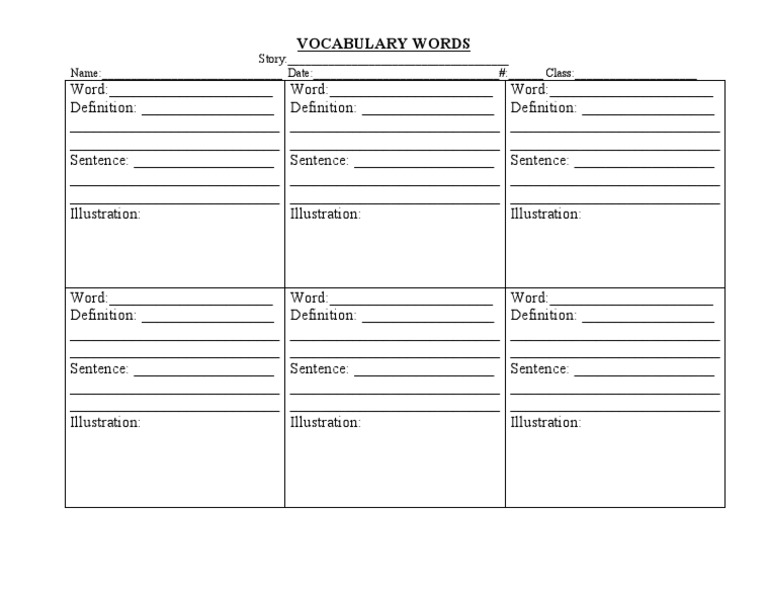 Vocabulary Boxes - 6 Words&def&sentences | PDF | Career & Growth ...