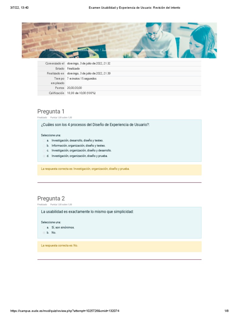 Examen Usabilidad y Experiencia de Usuario - Revisión Del Intento2 | PDF | Usabilidad ...
