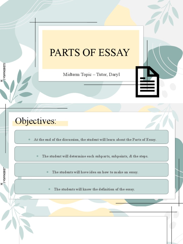 (Parts of Essay) | PDF | Essays | Evidence