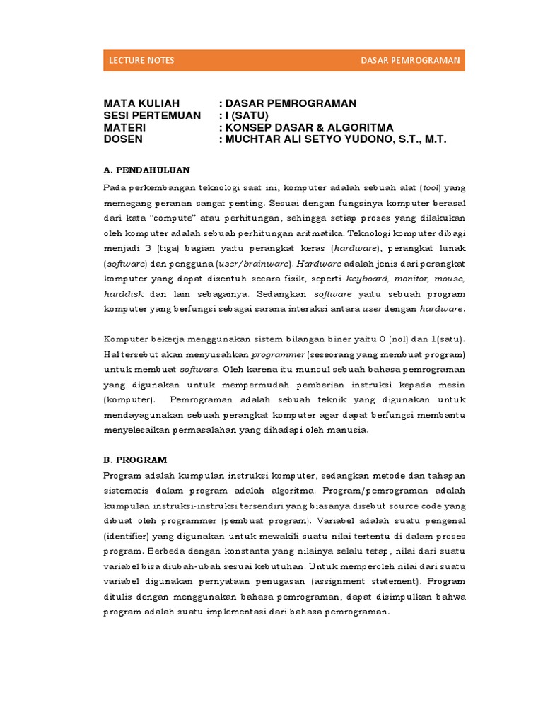 1 Konsep Dasar Pemrograman | PDF