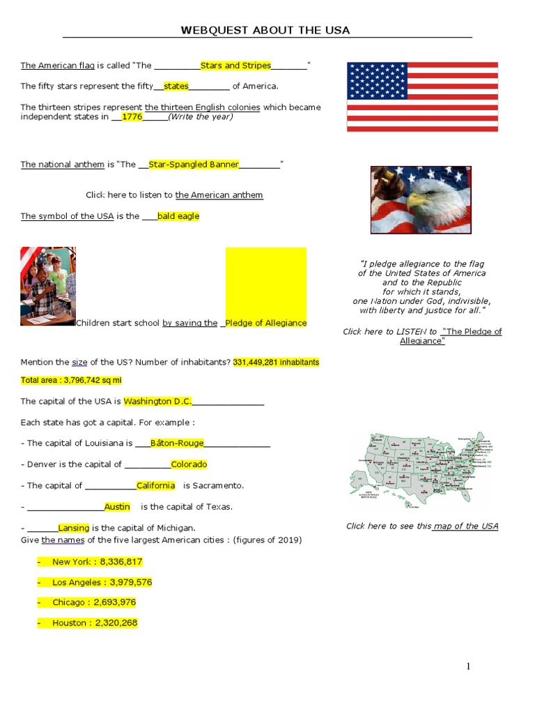 Webquest USA answers | PDF | Pledge Of Allegiance | Democratic Party ...