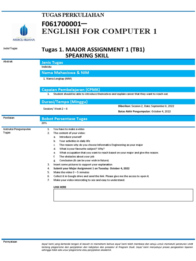 Major Assignmnet English For Computer 1 2022 | PDF