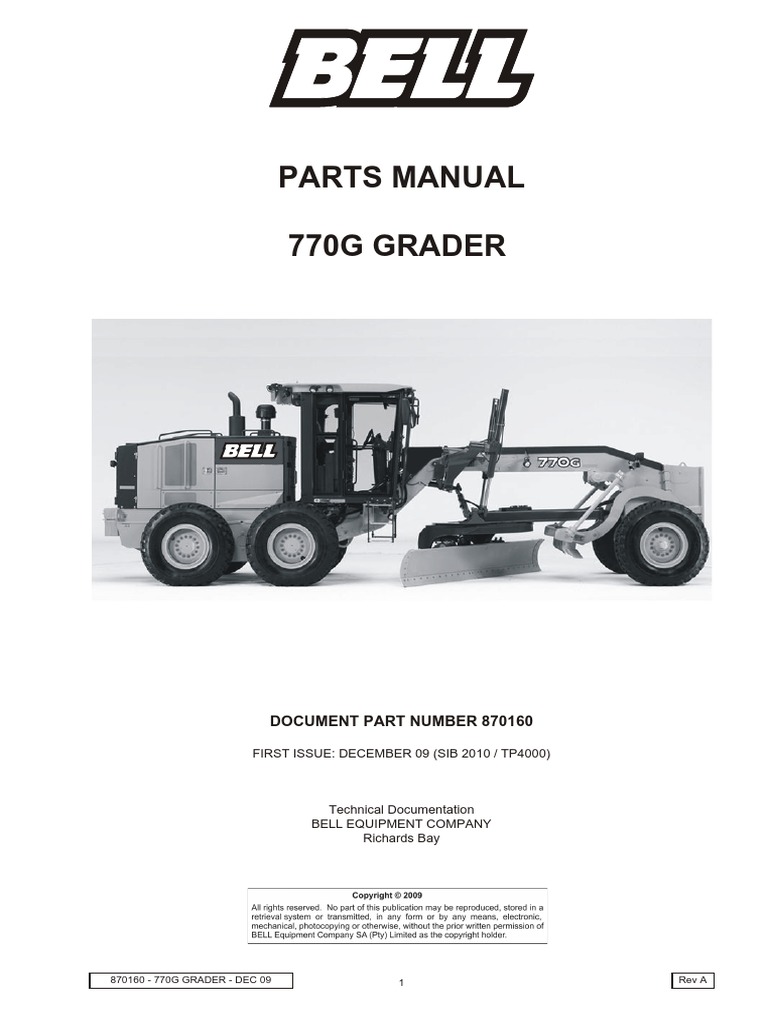 Bell Grader 770G Parts Manual | PDF | Steering | Brake