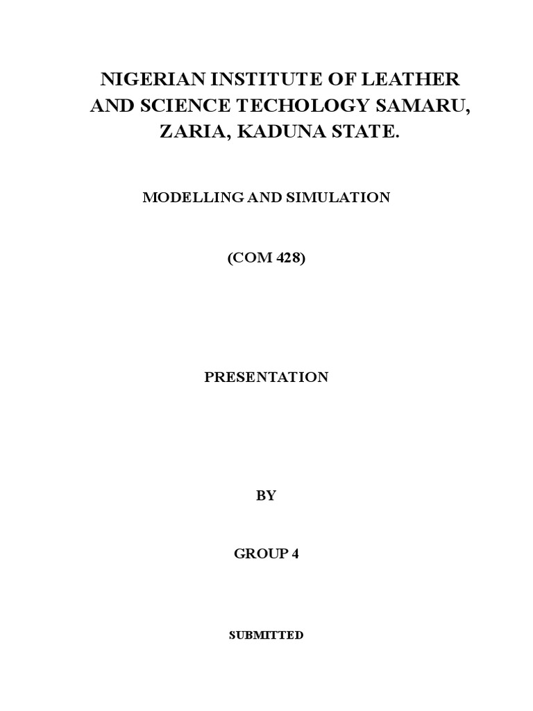 Nigerian Institute of Leather and Science Techology Samaru, Zaria, Kaduna State | PDF | Modeling ...