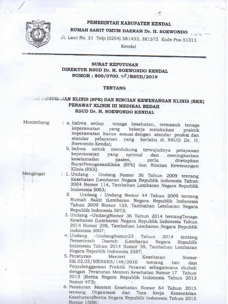 06.d. Contoh SPK-RKK - PERAWAT | PDF