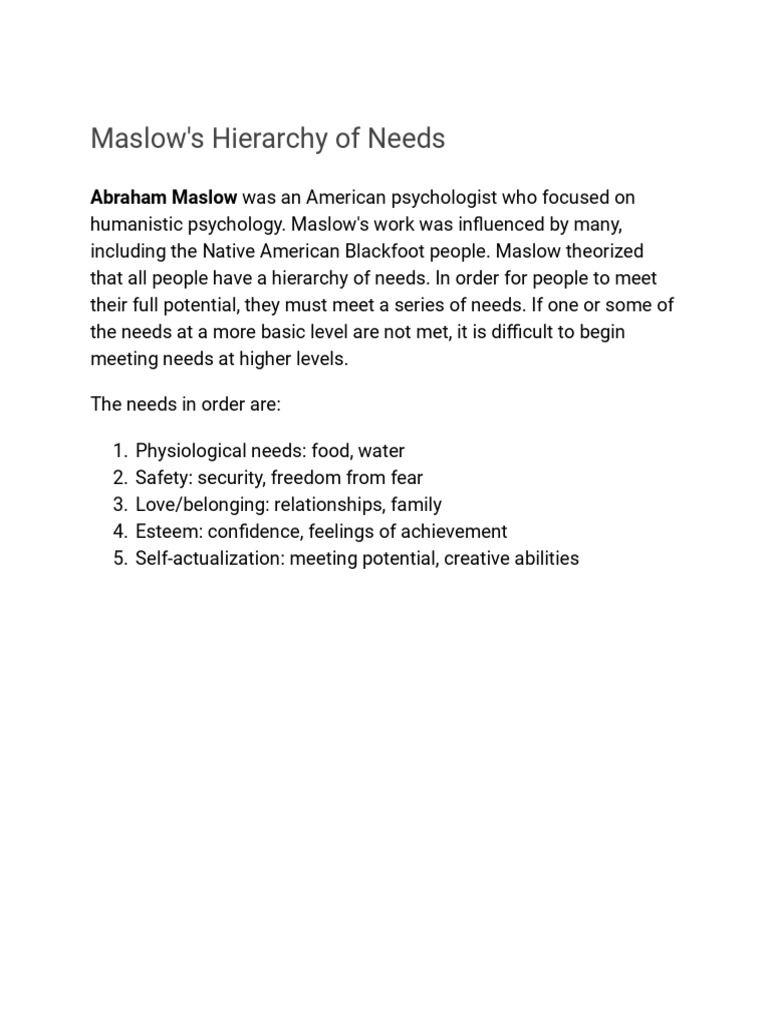 Maslows Heirarchy of Needs and Student Behaviour | PDF | Reinforcement ...