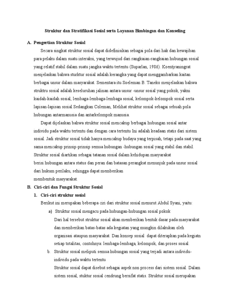 Struktur Dan Stratifikasi Sosial Serta Layanan Bimbingan Dan Konseling | PDF | Politik