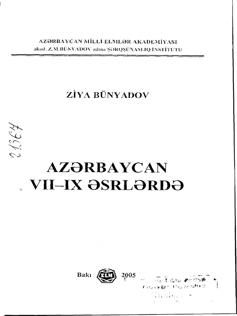 Ziya-Bünyadov-Azərbaycan-VII-IX-əsrlərdə | PDF
