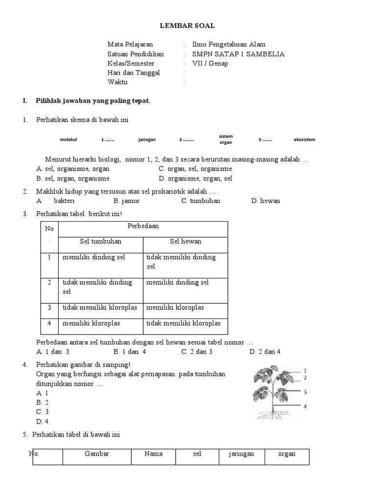 Soal PAT IPA Kelas 7 SMSTR 2 | PDF