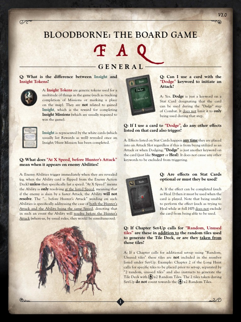 Bloodborne Board Game FAQ and Insights | PDF