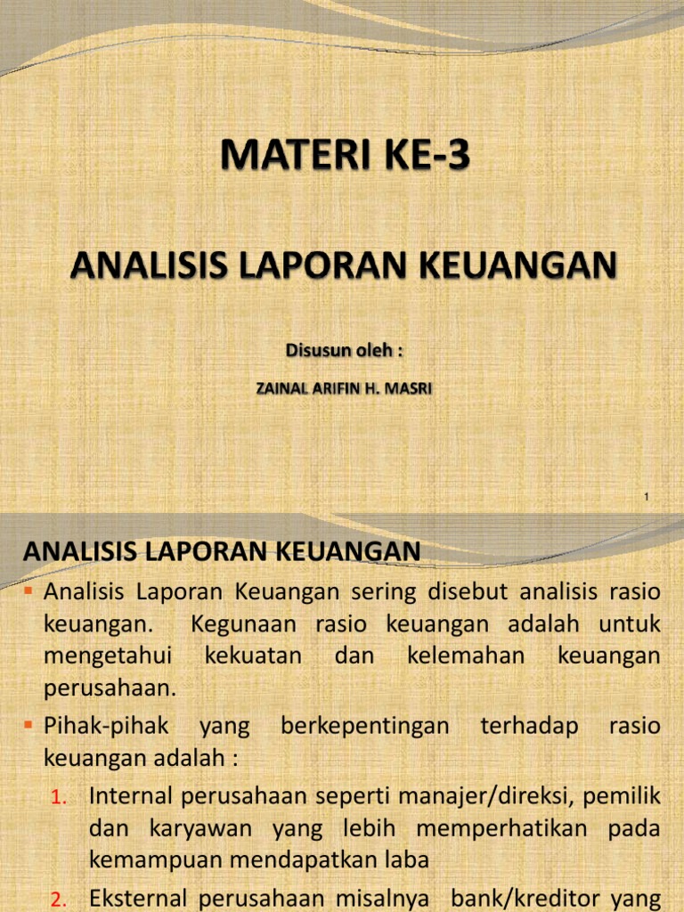 Bab 3-Analisis Laporan Keuangan 1 | PDF | Pengelolaan Keuangan & Uang | Hukum