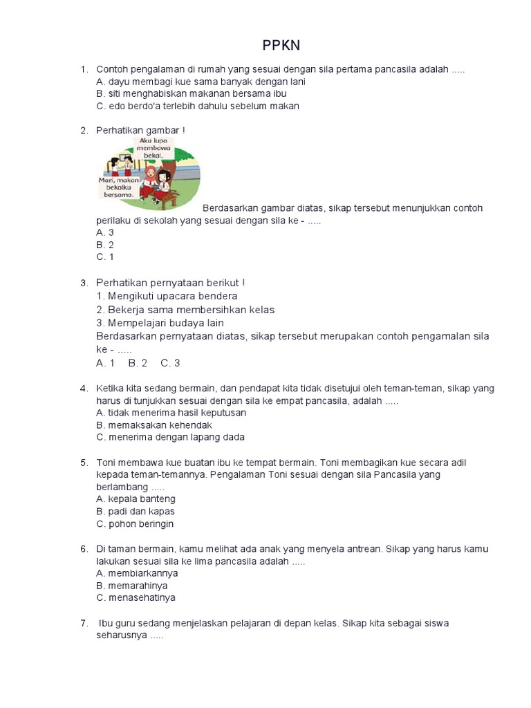 Soal PPKN Kelas 2SD | PDF