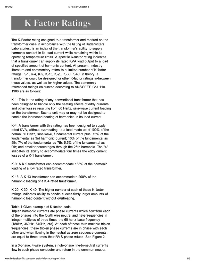 K Factor Ratings Defined | PDF