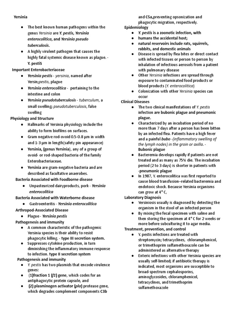 Yersinia | PDF | Infection | Clinical Medicine