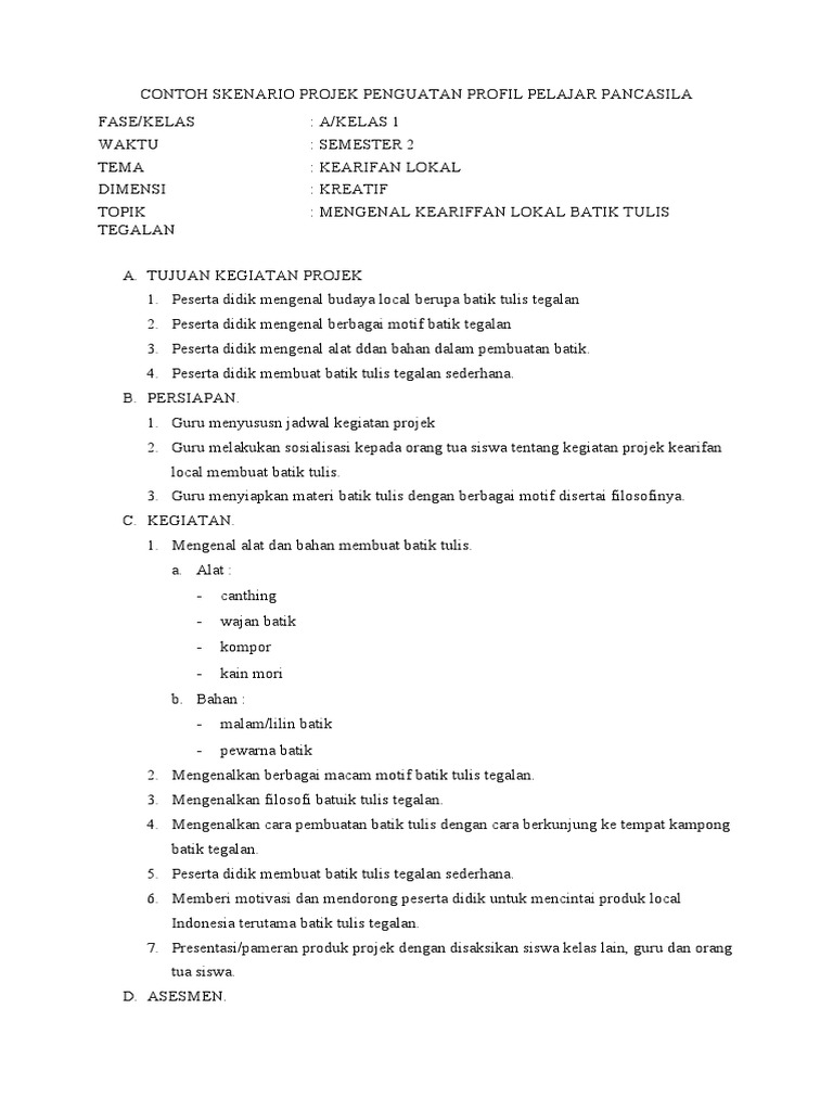 Contoh Projek Penguatan Profil Pelajar Pancasila | PDF