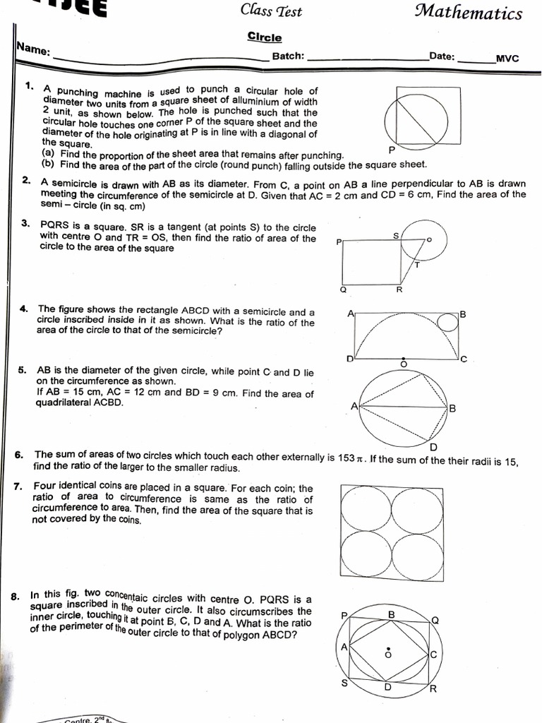CirclesCTQP With Answer Key | PDF | Circle | Area