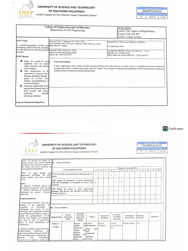 Es 202 - Course Syllabus | PDF