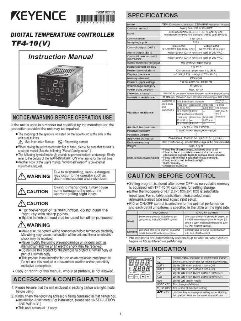 Digital Temperature Controller Pdf Relay Electrical Components