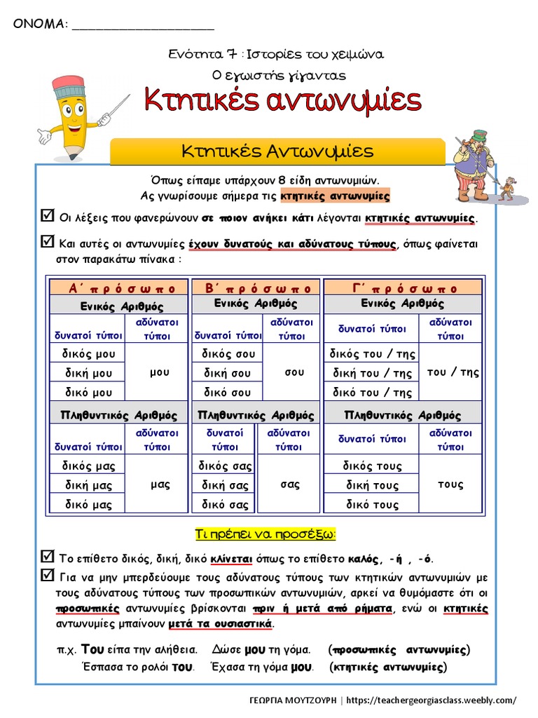 Κτητικές αντωνυμίες | PDF