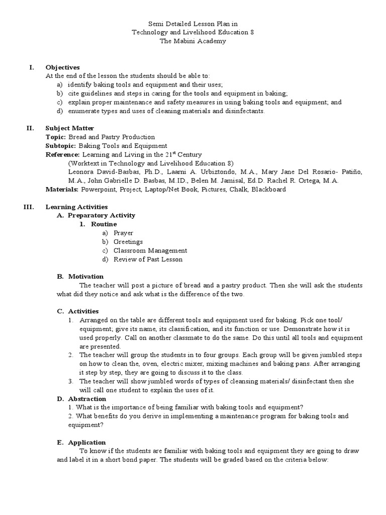 Semi Detailed TLE Lesson Plans for Grade 8 | PDF | Lesson Plan | Teachers