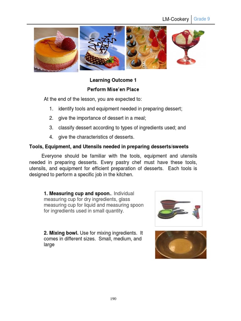 Grade 9 Dessert Guide | PDF | Pudding | Desserts