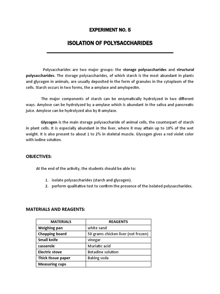 Experiment No 8 Isolation Of Polysaccharide Pdf Polysaccharide Starch