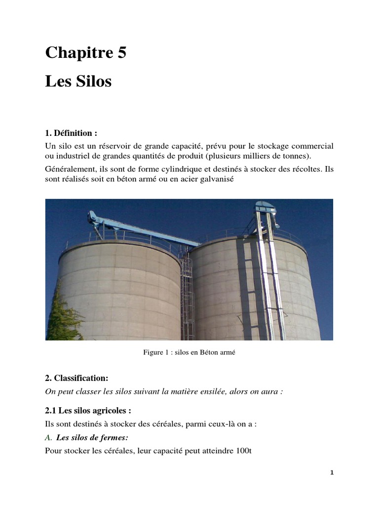 Définition et caractéristiques des silos | PDF | Matériaux