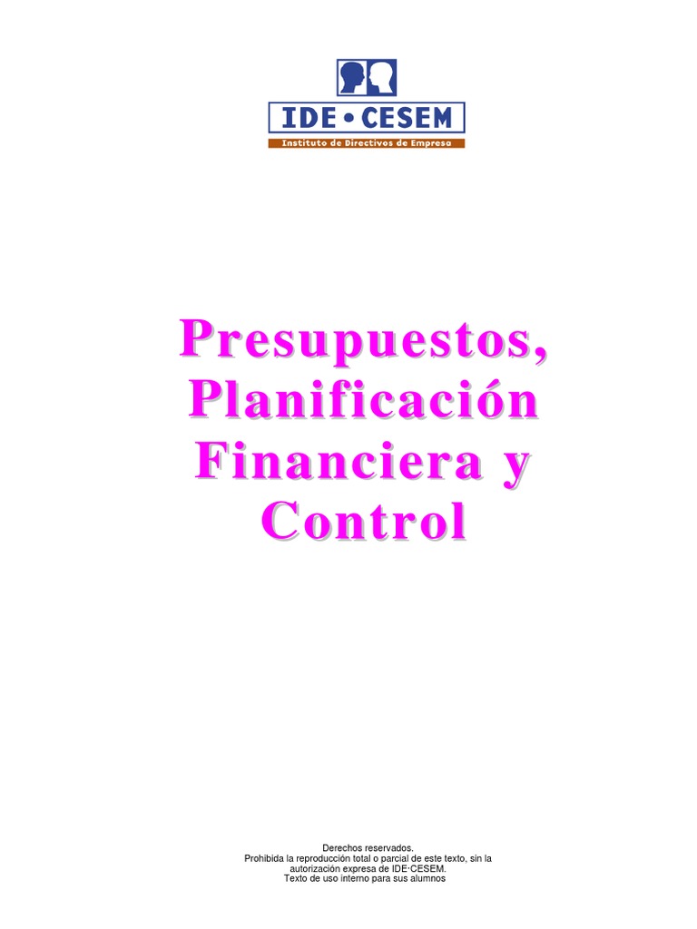 Presupuestos, Planificación Financiera y Control | PDF | Presupuesto | Planificación