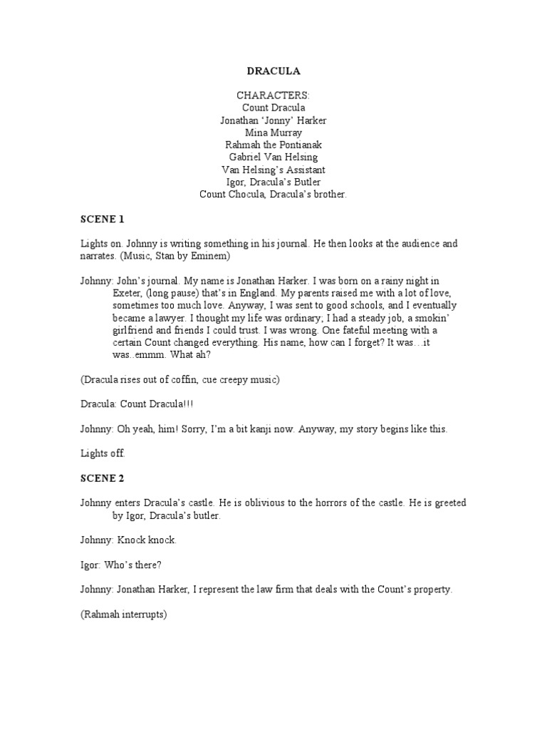 Dracula Script | PDF | Mystery, Thriller & Crime Fiction