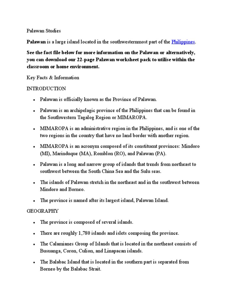 Palawan Studies | PDF