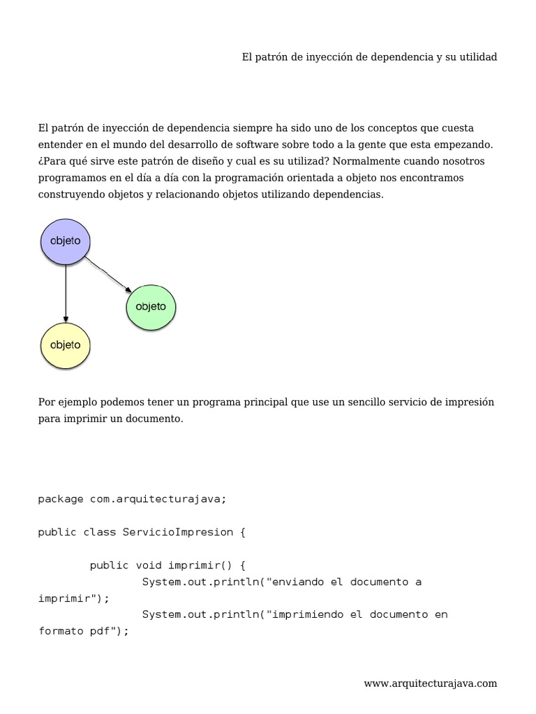 El Patrón de Inyección de Dependencia y Su Utilidad | PDF | Spring Framework | Marco de software