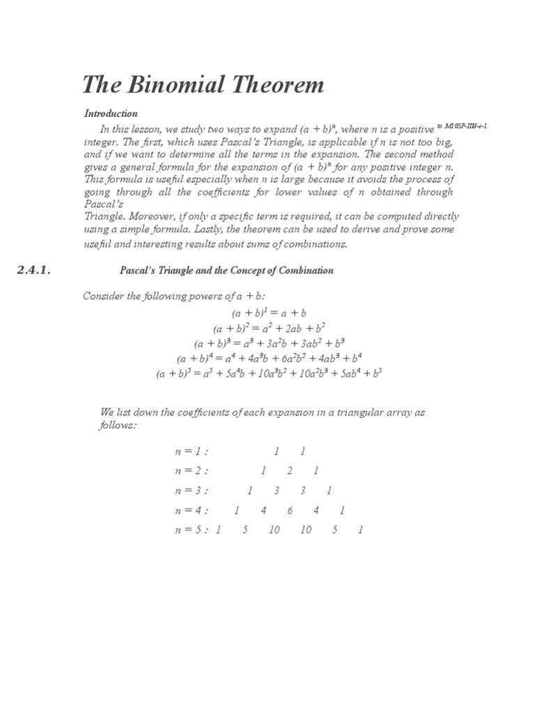 The Binomial Theorem Descargar Gratis Pdf Mathematical Proof Arithmetic 
