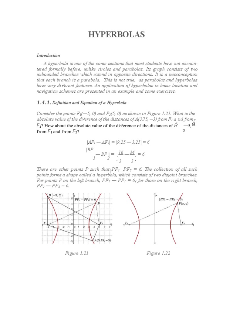 Hyperbolas Pdf Asymptote Cartesian Coordinate System