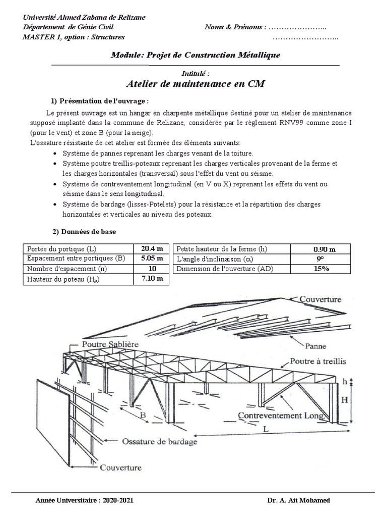Atelier de Maintenance en Charpente Métallique | PDF