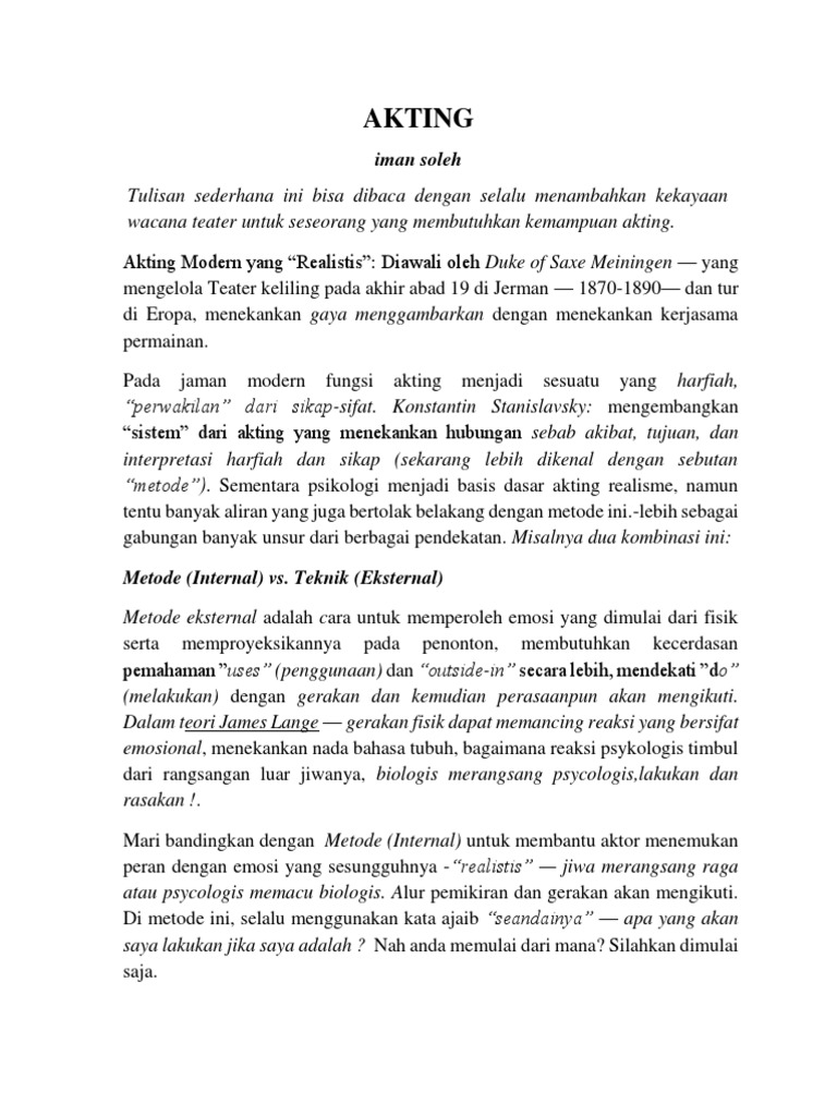 Panduan Akting untuk Pemula | PDF