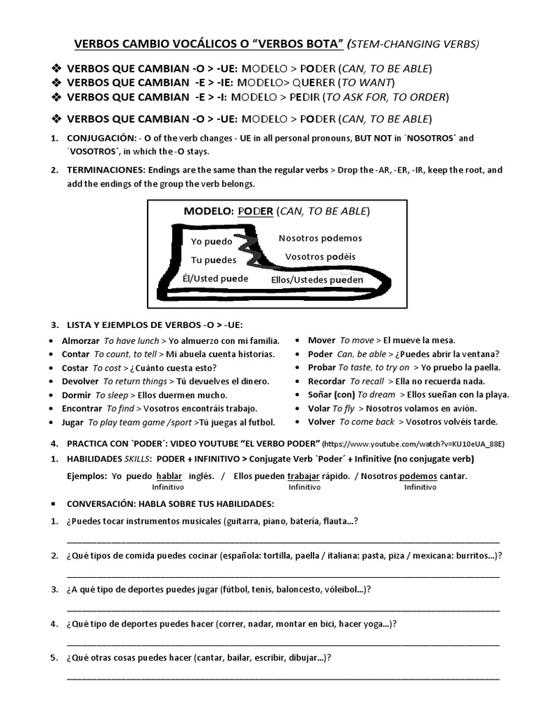 A1.3. Stem Changing Verbs | PDF