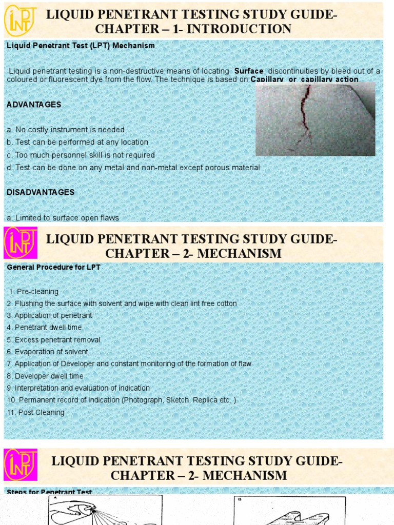 NDT Training Liquid Penetrant Testing | PDF | Wetting | Adhesion
