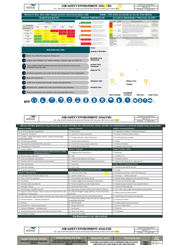 2A. Form JSEA Project (Contoh) and Comment | PDF | Teknologi & Rekayasa