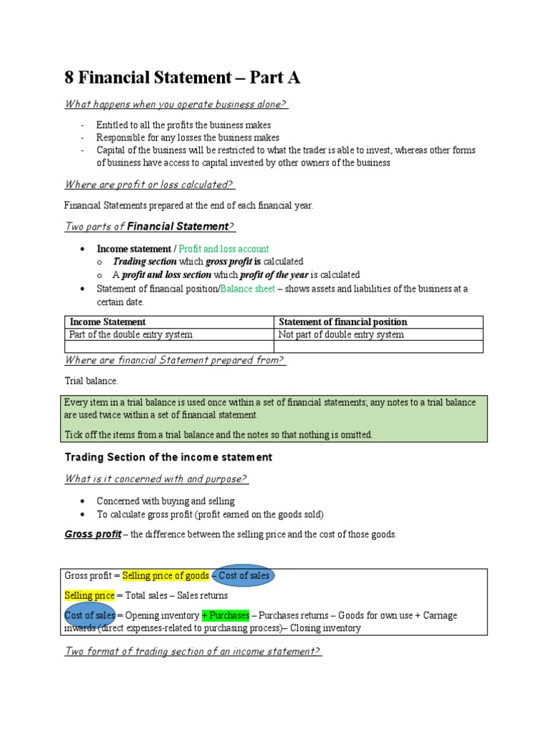 8 Financial Statement | PDF | Debits And Credits | Income Statement