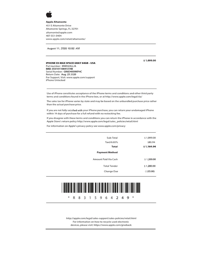 Apple Altamonte: MWH22LL/A IMEI: 353101106413148 | PDF | Business ...