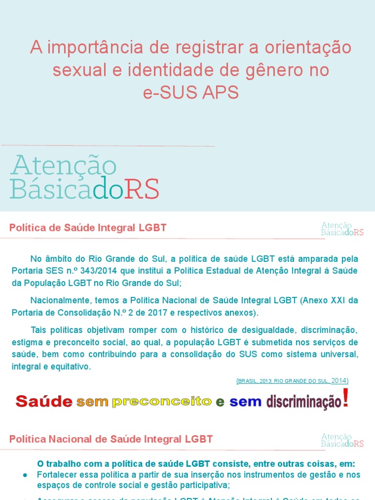 A Importancia de Registrar A Orientacao Sexual e Identidade de Genero No e Sus Aps PPTX 1 | PDF ...